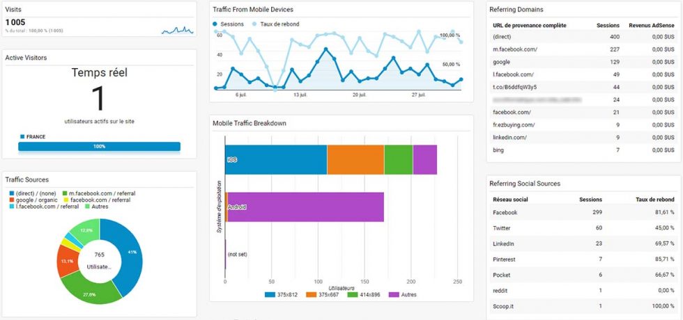 8 tableaux de bord Google Analytics pour bien analyser le trafic d'un site