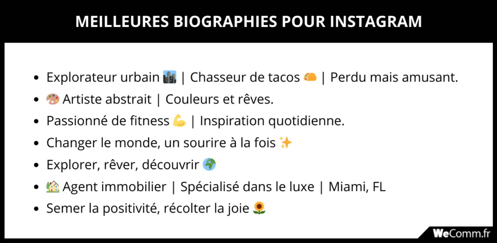 70 exemples de biographies pour Instagram en 2026 - WeComm